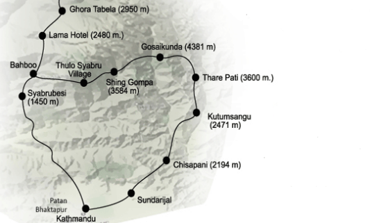 trek map to Gosainkunda | Nepal Visit Info