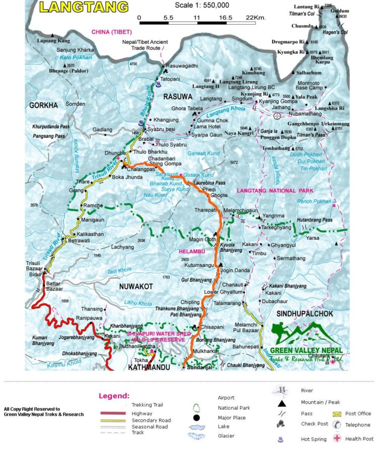 trekking map to gosainkunda | Nepal Visit Info